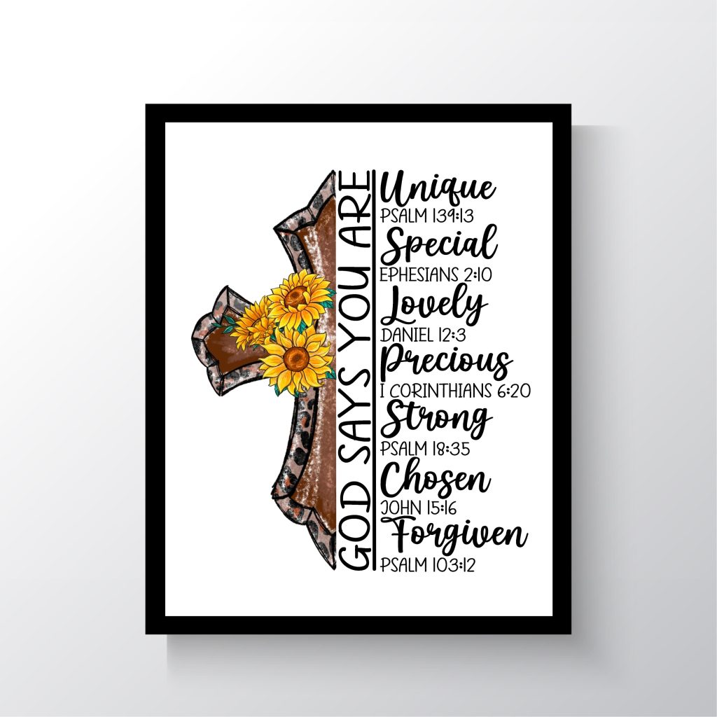 PSALMS 103:12 God says you are, Christian wall art frames. - Jemyka Shop