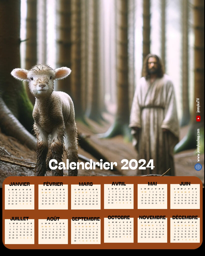 Calendrier 2024, Jesus running after a Lost Lamb, Jesus the Lamb of God ...
